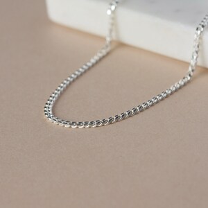 Sterling Silver Chain Choker, Shiny Curb Chain Link, Minimalist ...