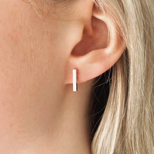 Silver Bar Earrings - Etsy