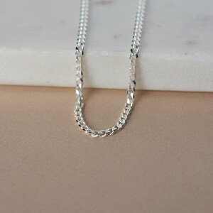 Sterling Silver Chain Choker, Shiny Curb Chain Link, Minimalist ...