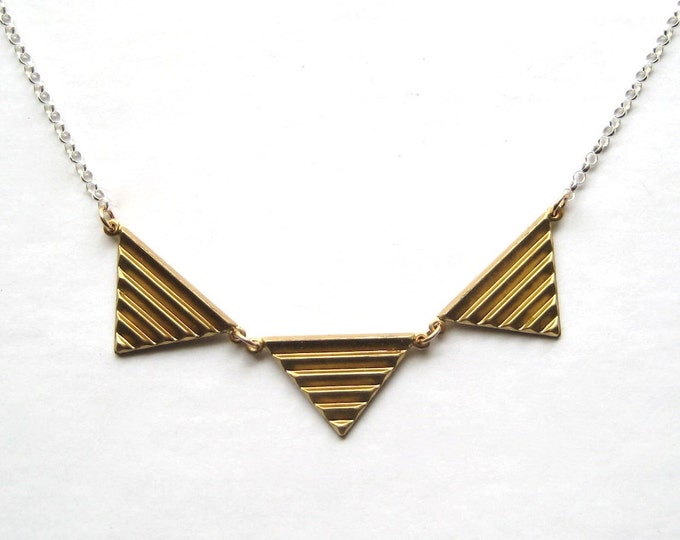 Brass Triangle Necklace Brass Triangle Charm Sterling Silver - Etsy