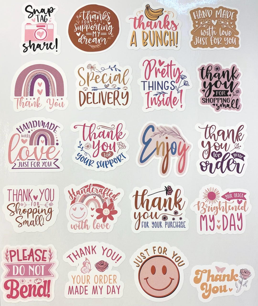 Aesthetic Thank You Sticker Sheets - Etsy