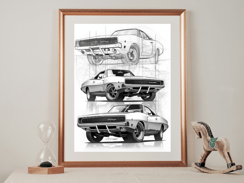 A Set of Four 1969 Dodge Charger Blueprint-style Prints - Etsy