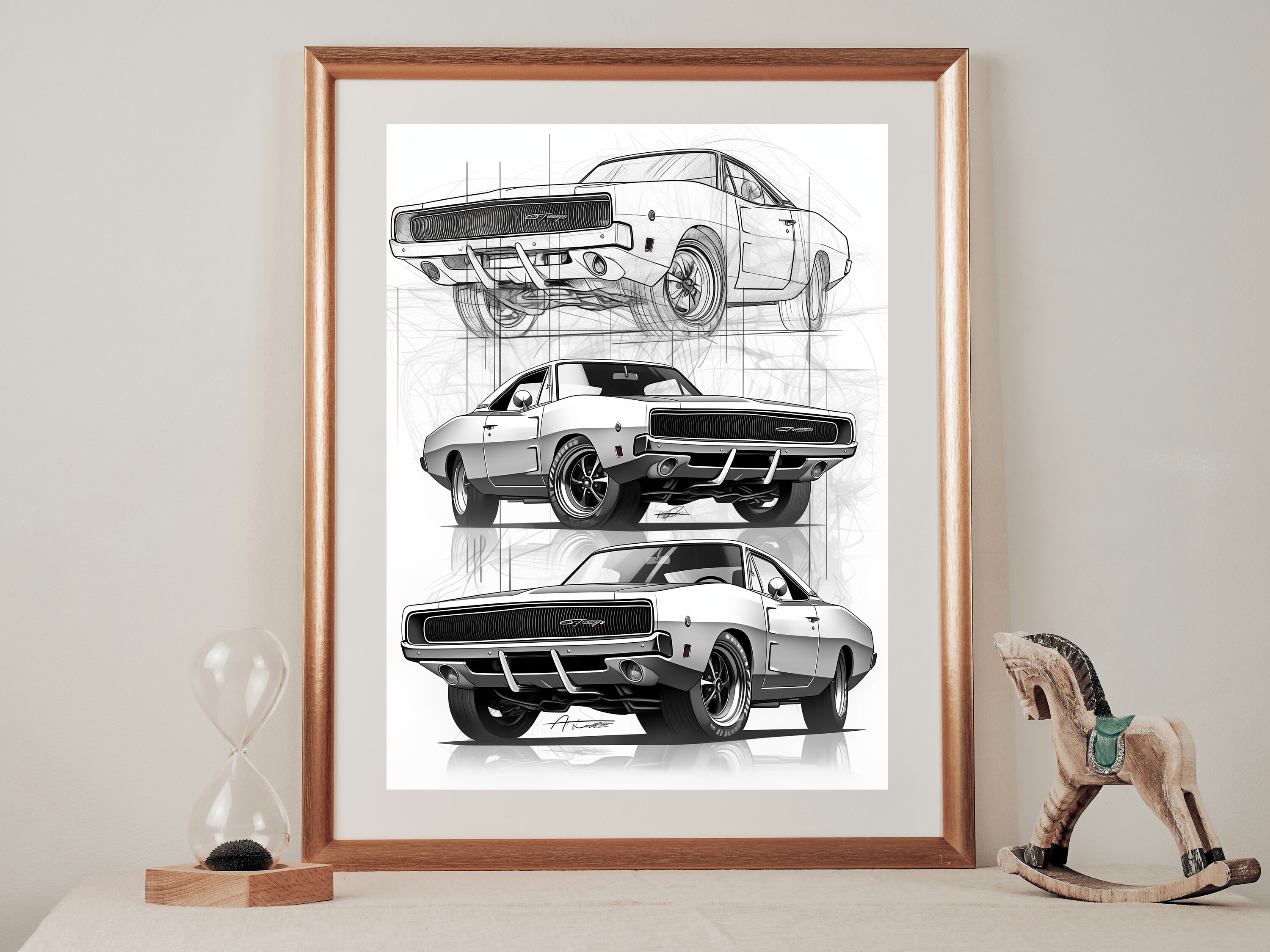 A Set of Four 1969 Dodge Charger Blueprint-style Prints - Etsy