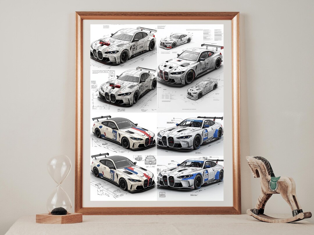 A Set of Four 2022 Bmw M4 Gt3 Blueprint Style Prints - Etsy
