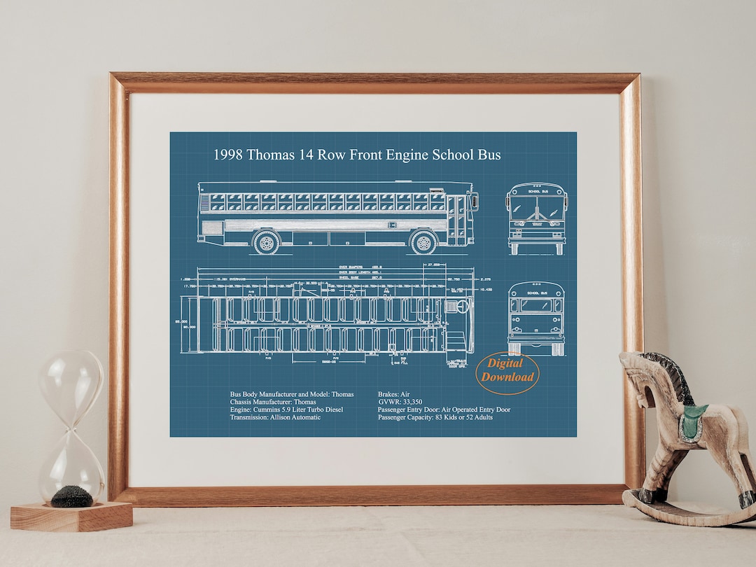 Collectible Thomas 14 Row Front Engine School Bus Blueprint 1998 - Etsy