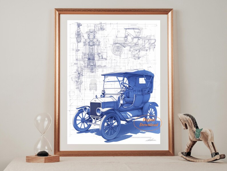 A Set of Four Ford Model T Blueprint-style Prints - Etsy