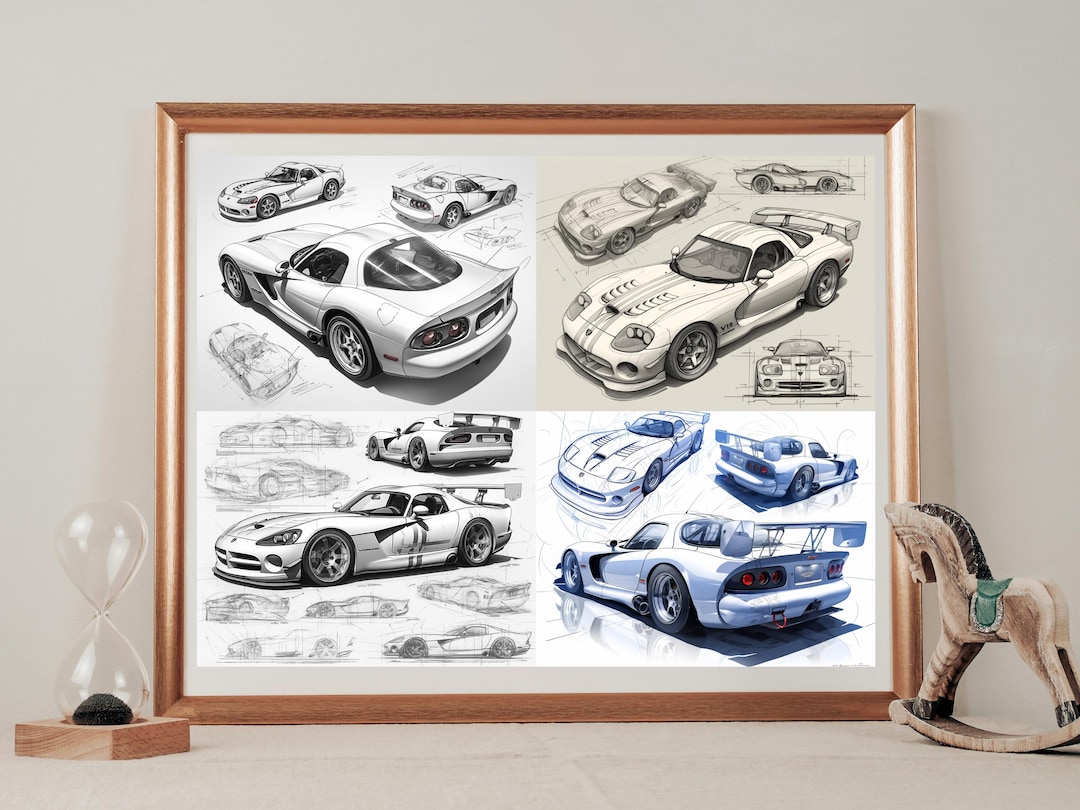 A Set of Four 1990 Dodge V10 Viper GTS Blueprint-style Prints - Etsy