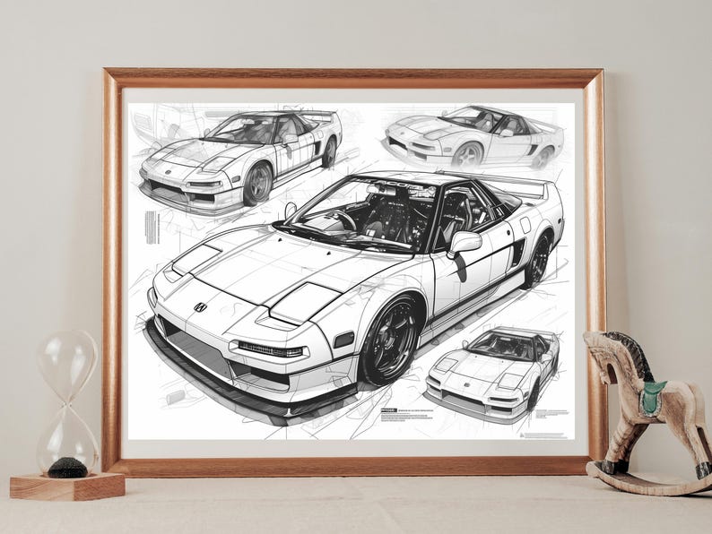 A Set of Four 1990 Acura Nsx Blueprint-style Prints - Etsy