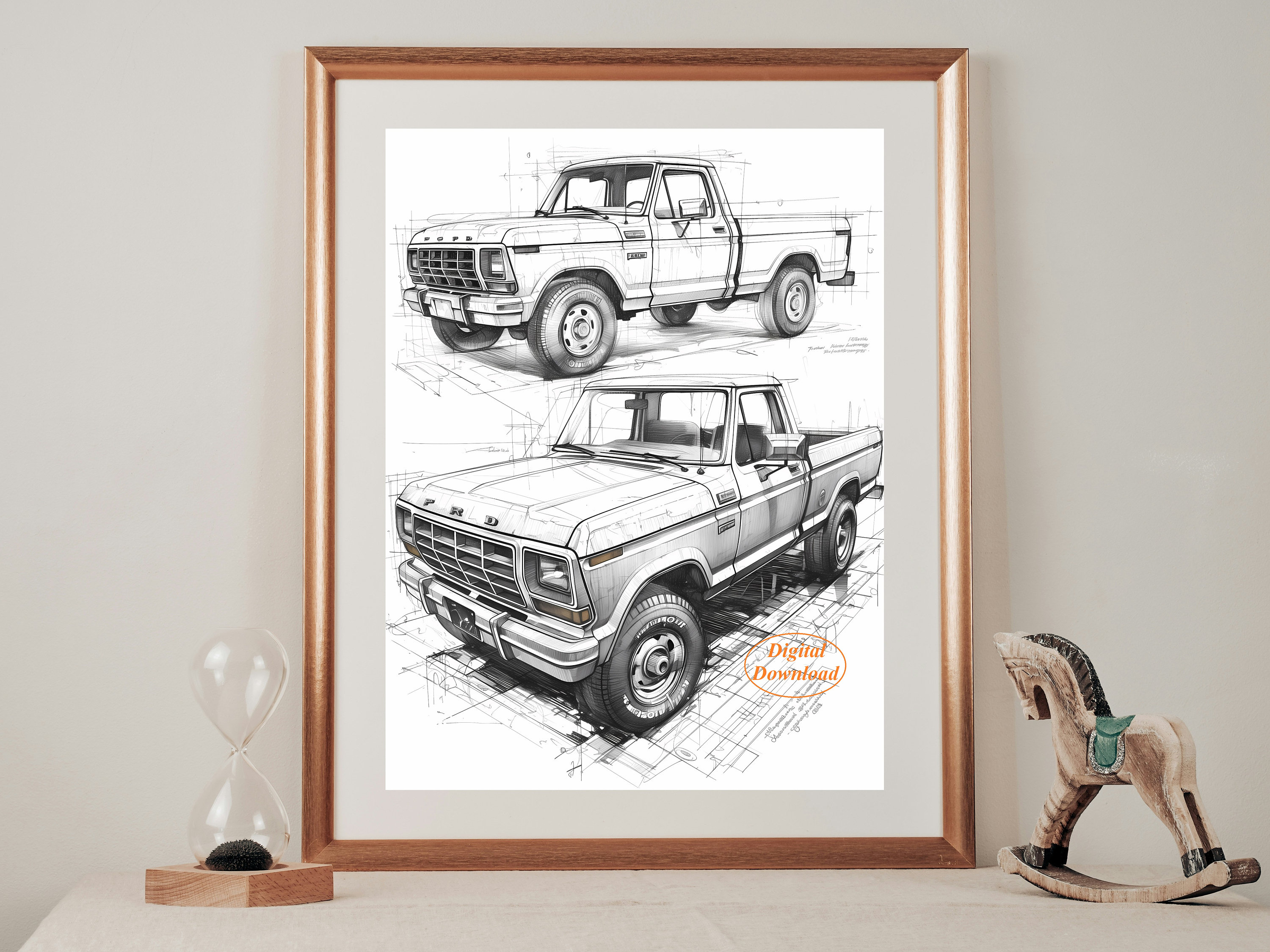 A Set of Four Old Style Ford F-150 Blueprint Style Prints - Etsy