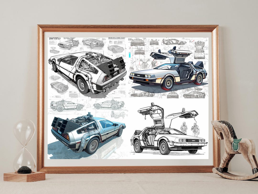 Vintage 1981 Delorean DMC-12 Blueprint Art Set | Classic Prints ...