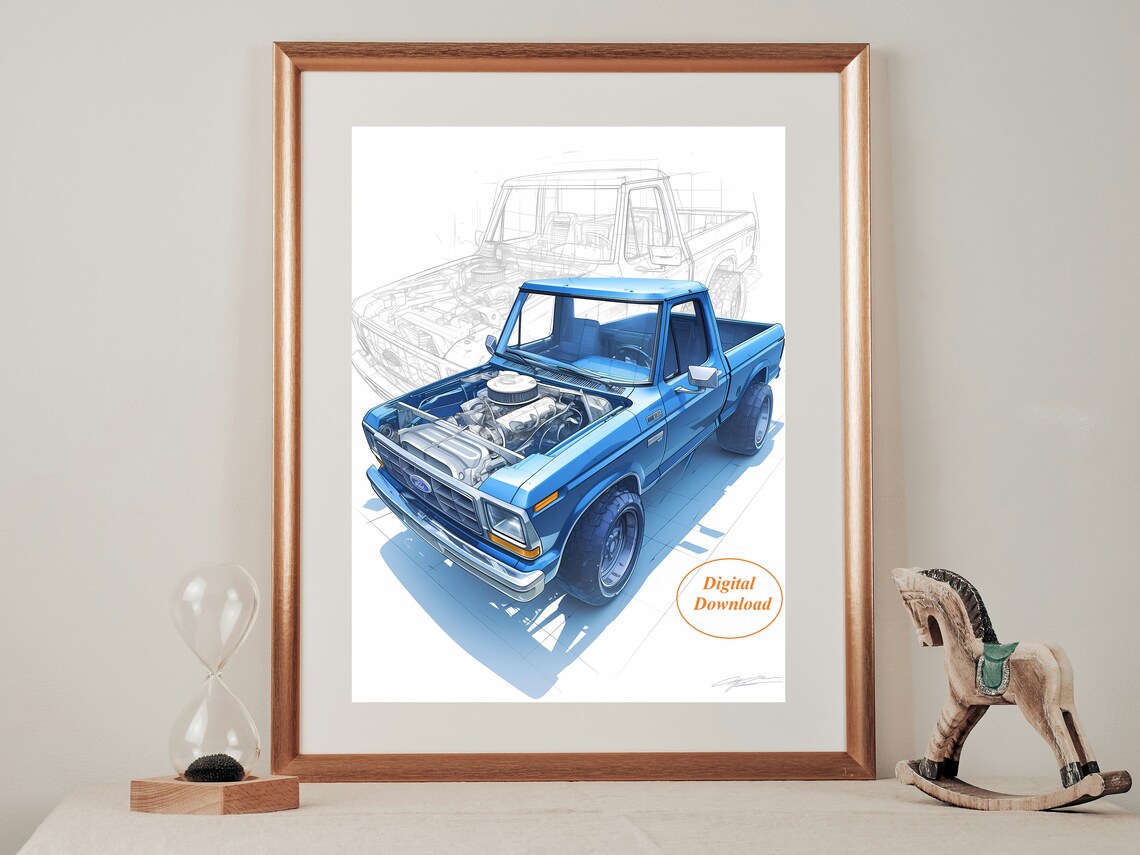 A Set of Four Old Style Ford F-150 Blueprint Style Prints - Etsy
