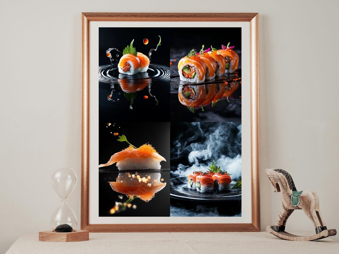 Sushi Advertising Posters Set of 4 - Japanese Food Illustrations - Etsy