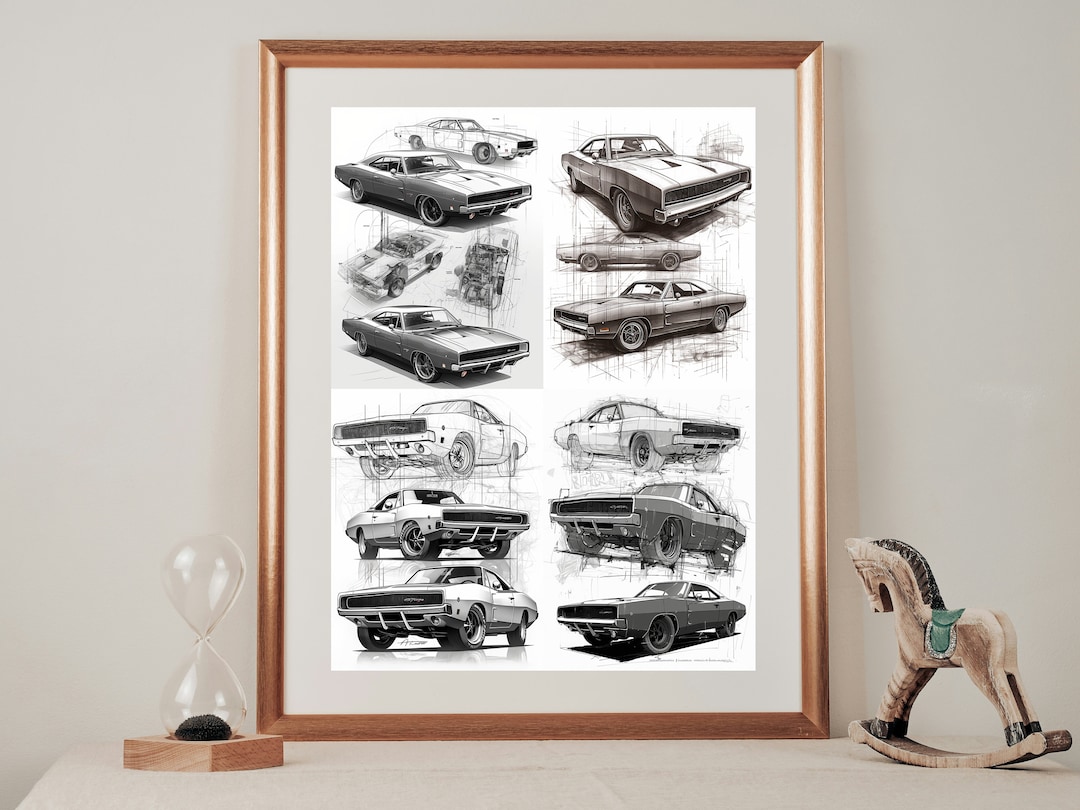 A Set of Four 1969 Dodge Charger Blueprint-style Prints - Etsy
