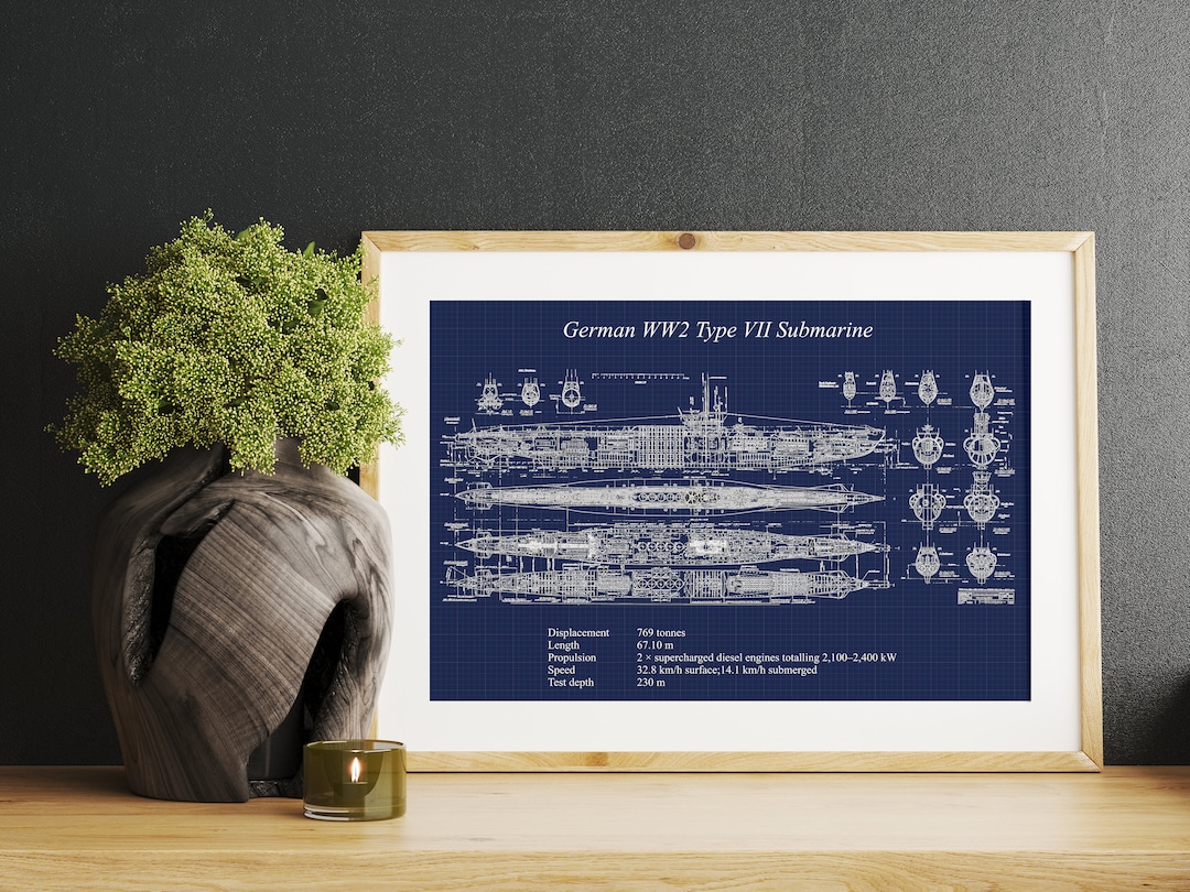 German WW2 Type VII Submarine Blueprint - Etsy