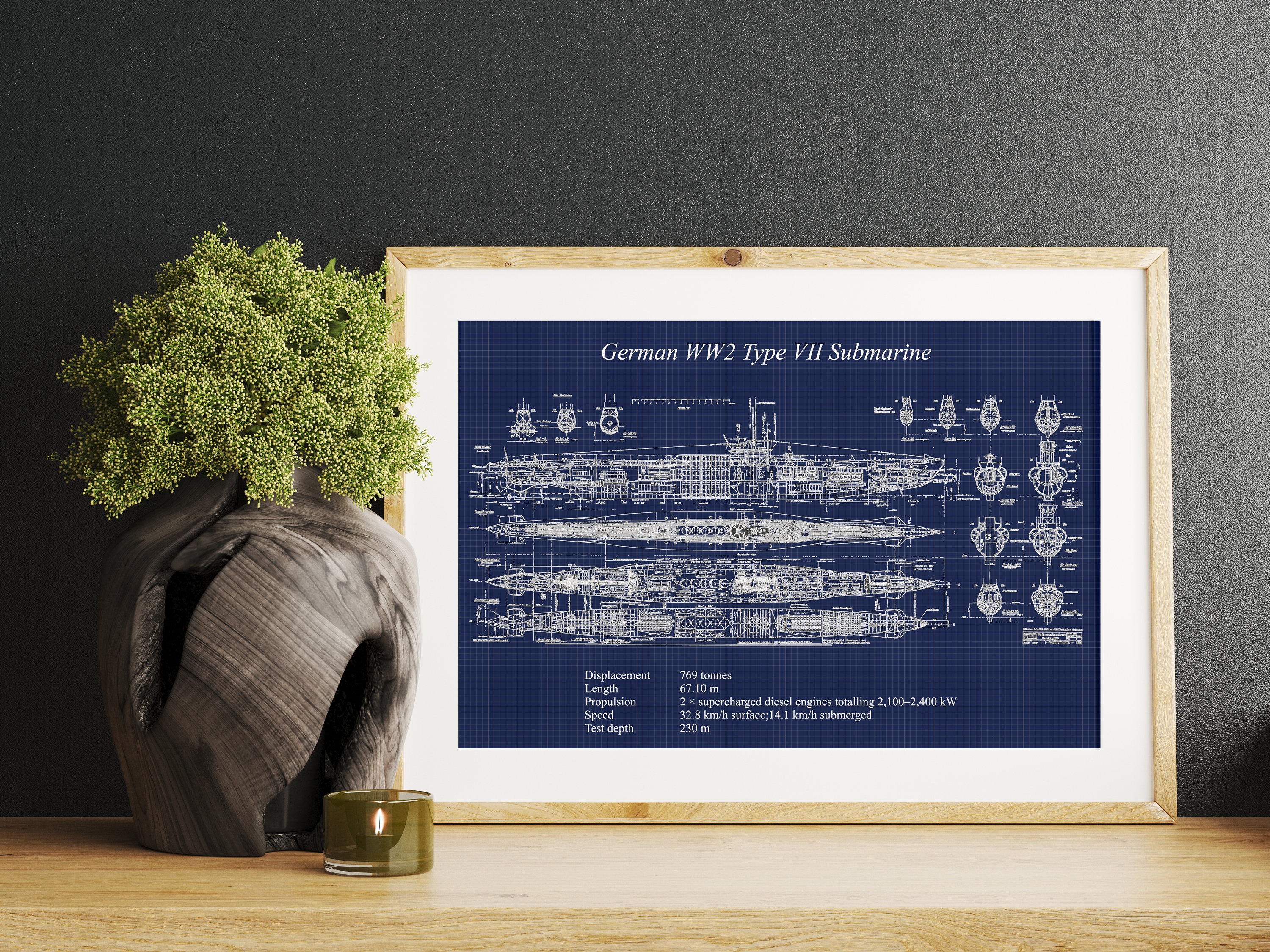 German WW2 Type VII Submarine Blueprint - Etsy