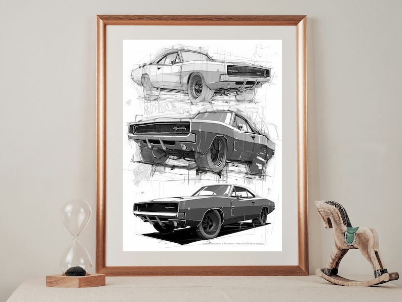 A Set of Four 1969 Dodge Charger Blueprint-style Prints - Etsy