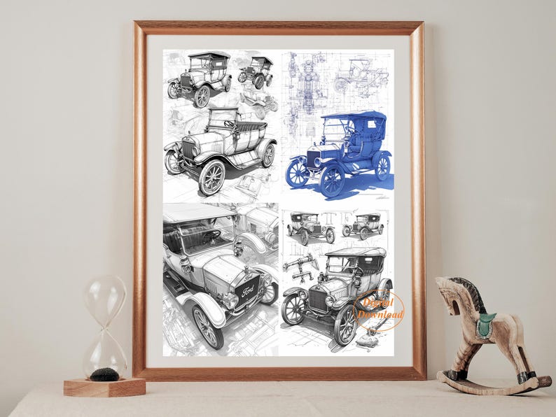 A Set of Four Ford Model T Blueprint-style Prints - Etsy