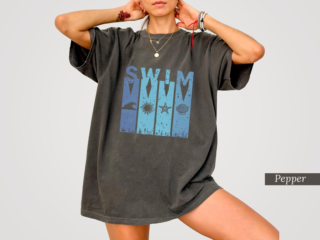 Summer Swim Graphic T-shirt, Fun Beachwear for Pool Days, Casual Summer ...