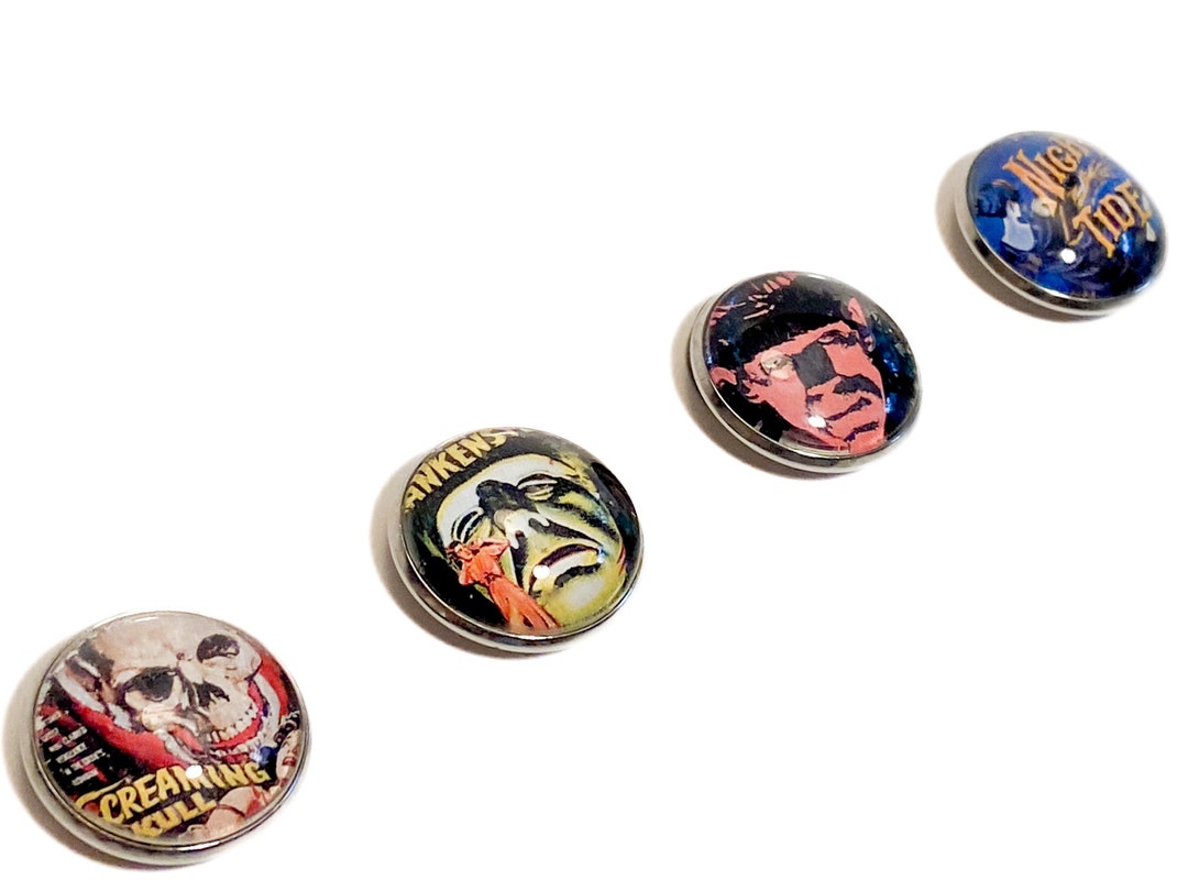 Classic Horror Films Magnets, Handmade Glass Magnet Set, Spooky Scary ...