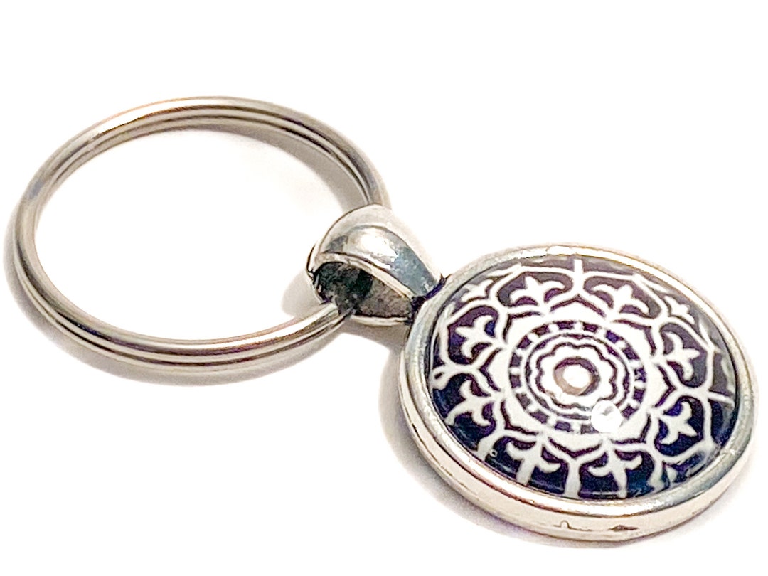 Black and White Floral Mandala Key Charm Handmade Silver Key - Etsy