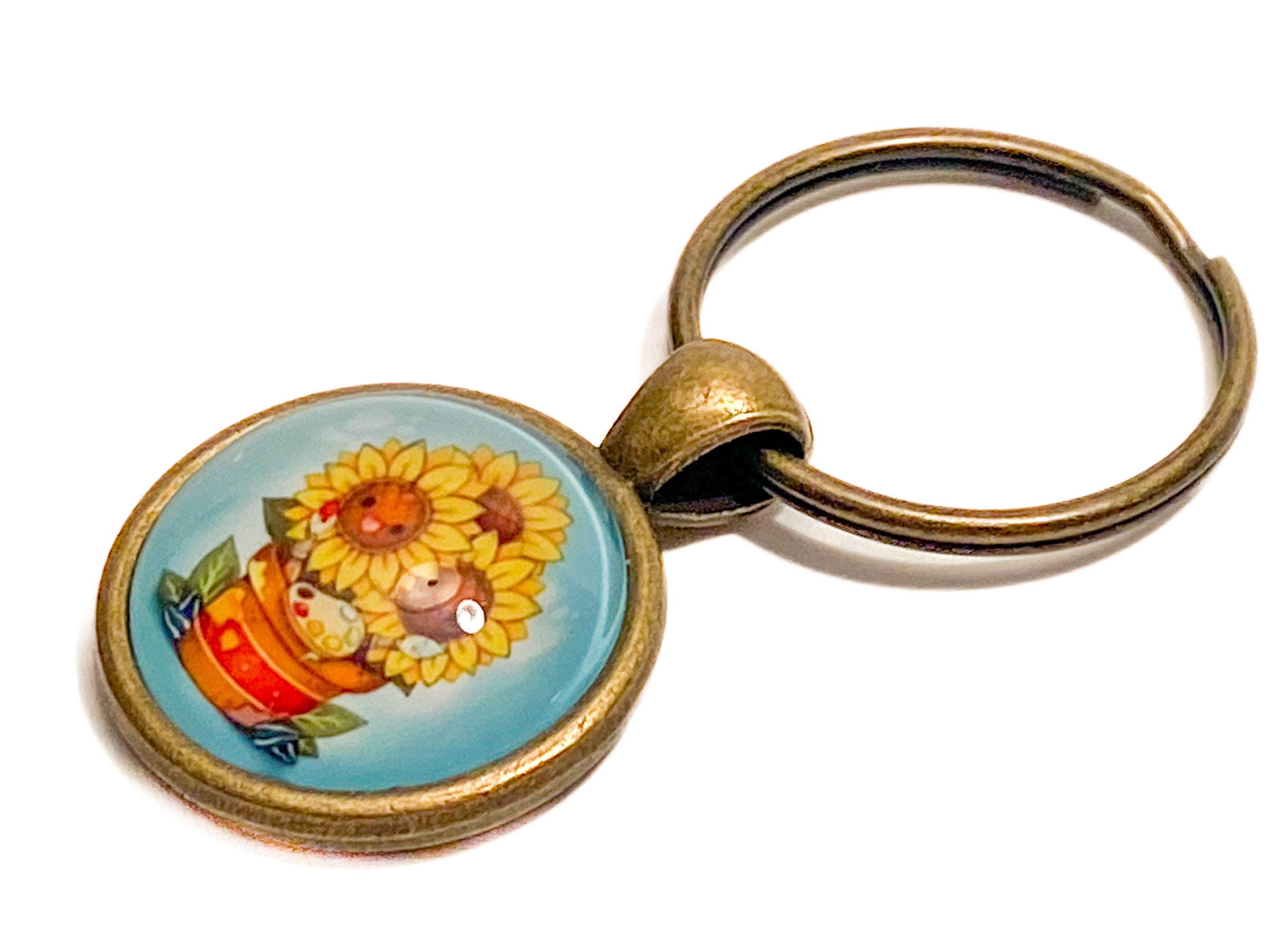 Kawaii Sunflowers Key Charm Cute Handmade Antique Bronze Keychain ...