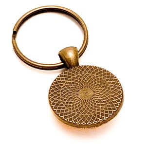 Ring of Fire Mandala Key Charm Antique Bronze Keychain Handmade Bookbag ...