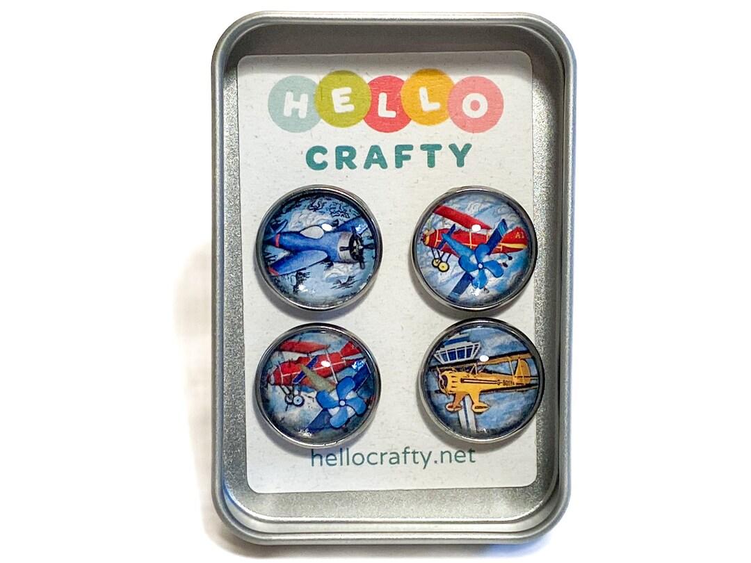 Handmade Glass Refrigerator Magnets Vintage Colorful Flying Airplanes ...