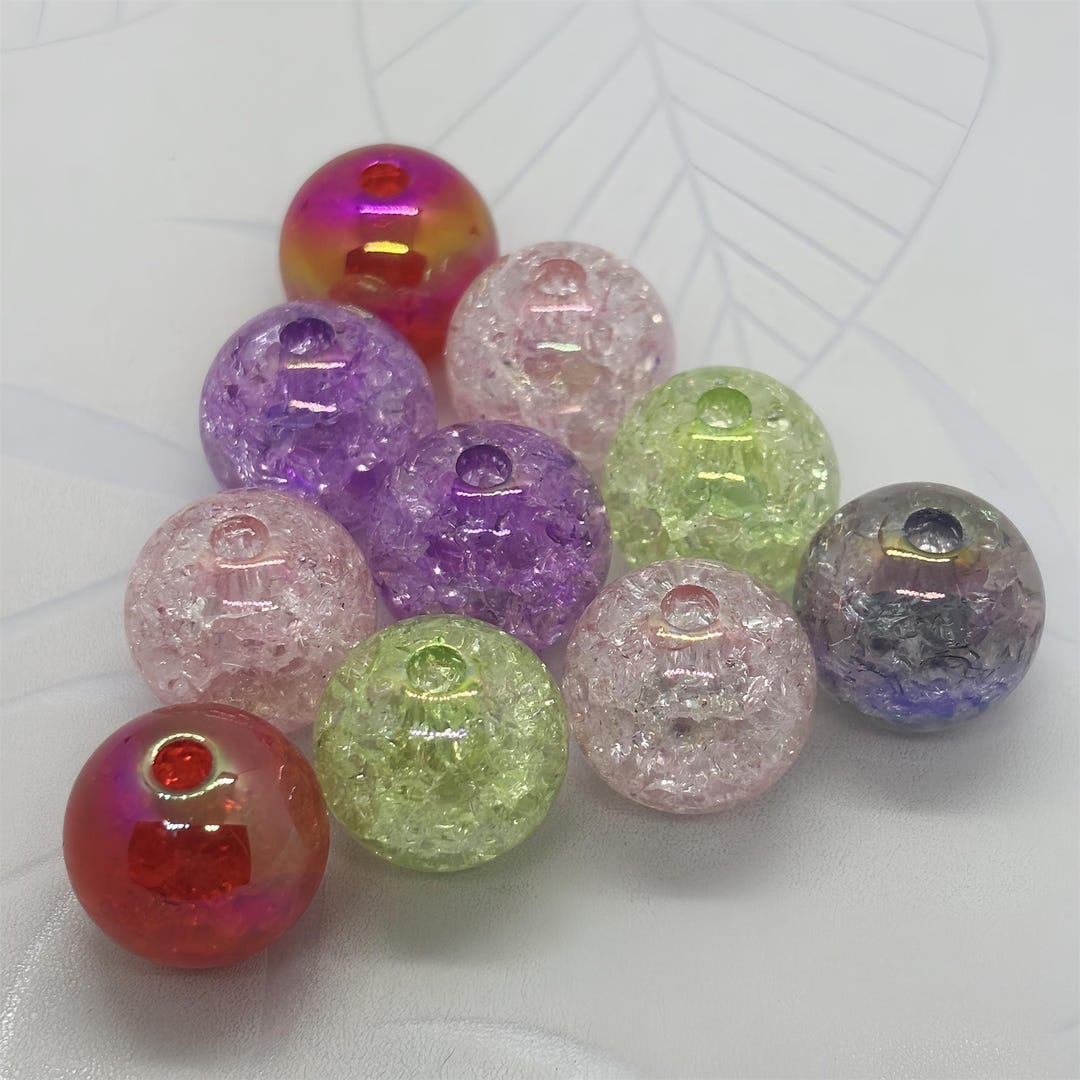 Colorful Bursting Round Beads, Acrylic Beads, Handmade DIY Bracelets ...