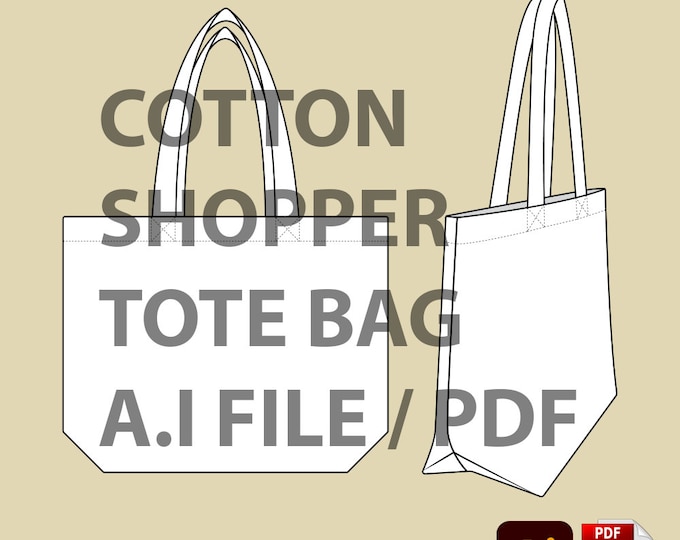 Tote Bag Cotton Shopper CAD Template Mockup Template Blank Digital ...