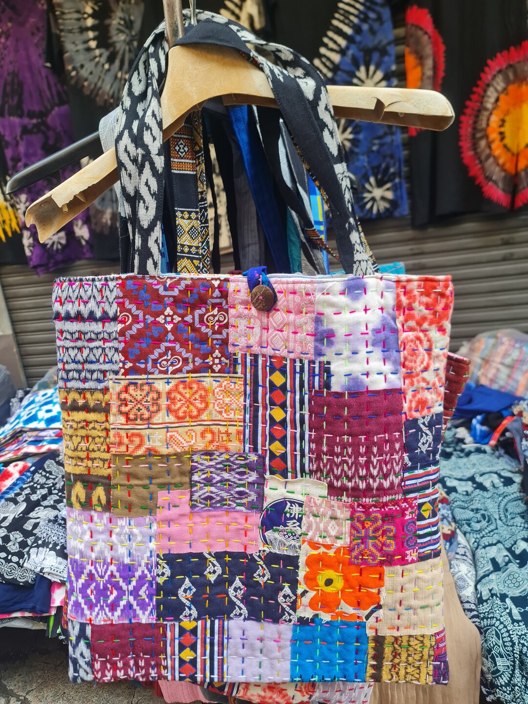 Cotton Patchwork Fabric Bag From Thailand Handmade Colors May Varies ...