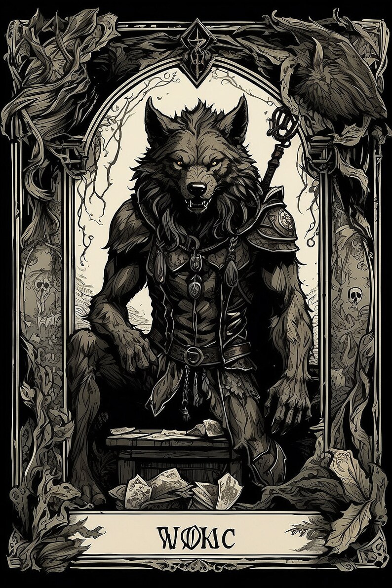 Werewolf Tarot Card Deck 13 Digital Designs Fantasy Card Games Tarot ...