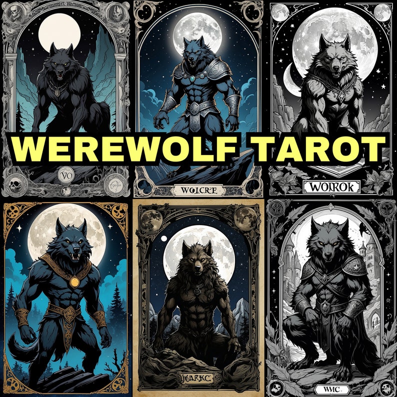 Werewolf Tarot Card Deck 13 Digital Designs Fantasy Card Games Tarot ...