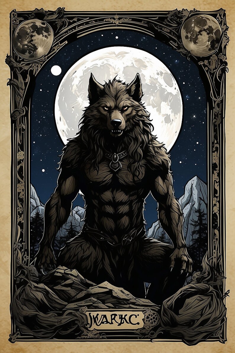 Werewolf Tarot Card Deck 13 Digital Designs Fantasy Card Games Tarot ...