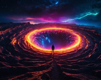 Black Hole, Vortex, 100% Hand Painted, Textured Painting, Acrylic Abstract Oil Painting, Wall ...