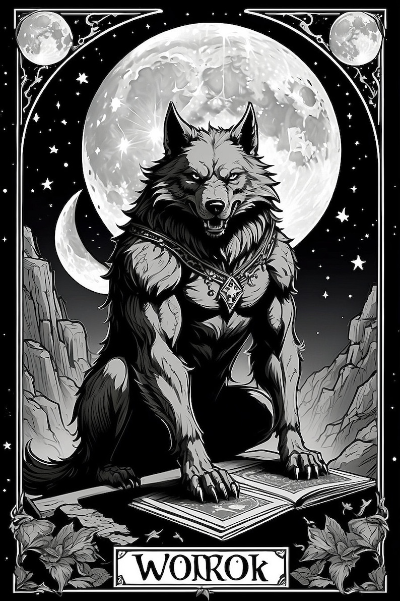 Werewolf Tarot Card Deck 13 Digital Designs Fantasy Card Games Tarot ...