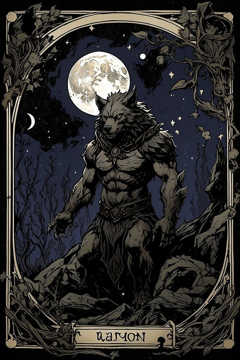 Werewolf Tarot Card Deck 13 Digital Designs Fantasy Card Games Tarot ...