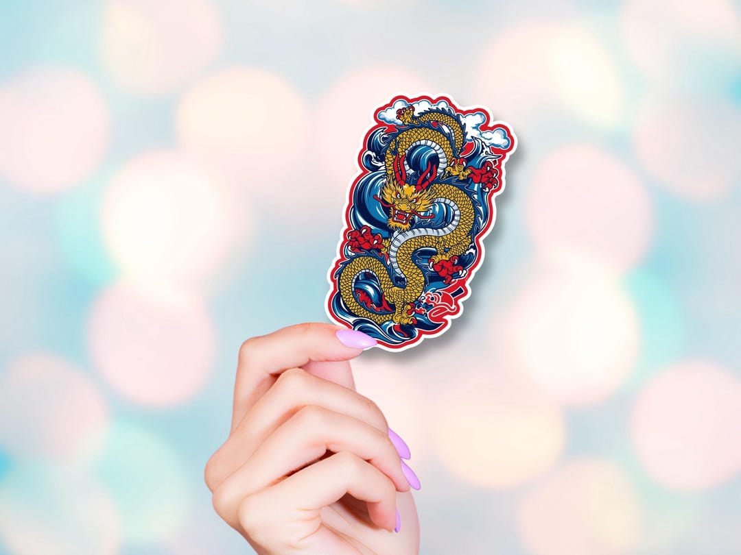 Dragon Sticker, Fusion of Japanese Culture and Street Fashion, Vibrant ...
