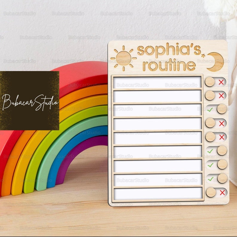 Personalized Wooden Daily Routine Chart for Kids, Daily Checklist ...