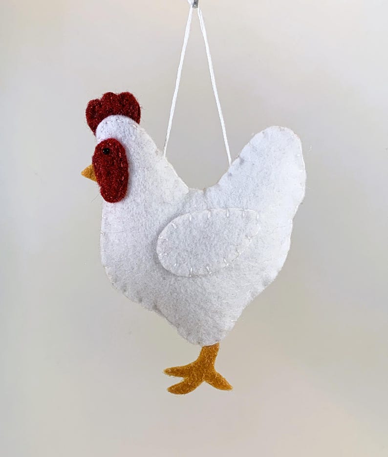 White Hen (chicken) Bird Handmade Felt Ornament - Etsy