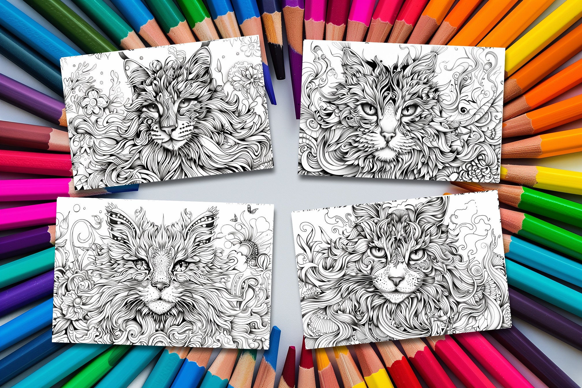 Coloring Page With Magical Cats. Revive the Mystical Magic of Our ...