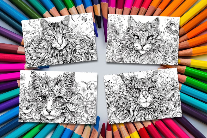 Coloring Page With Magical Cats. Revive the Mystical Magic of Our ...