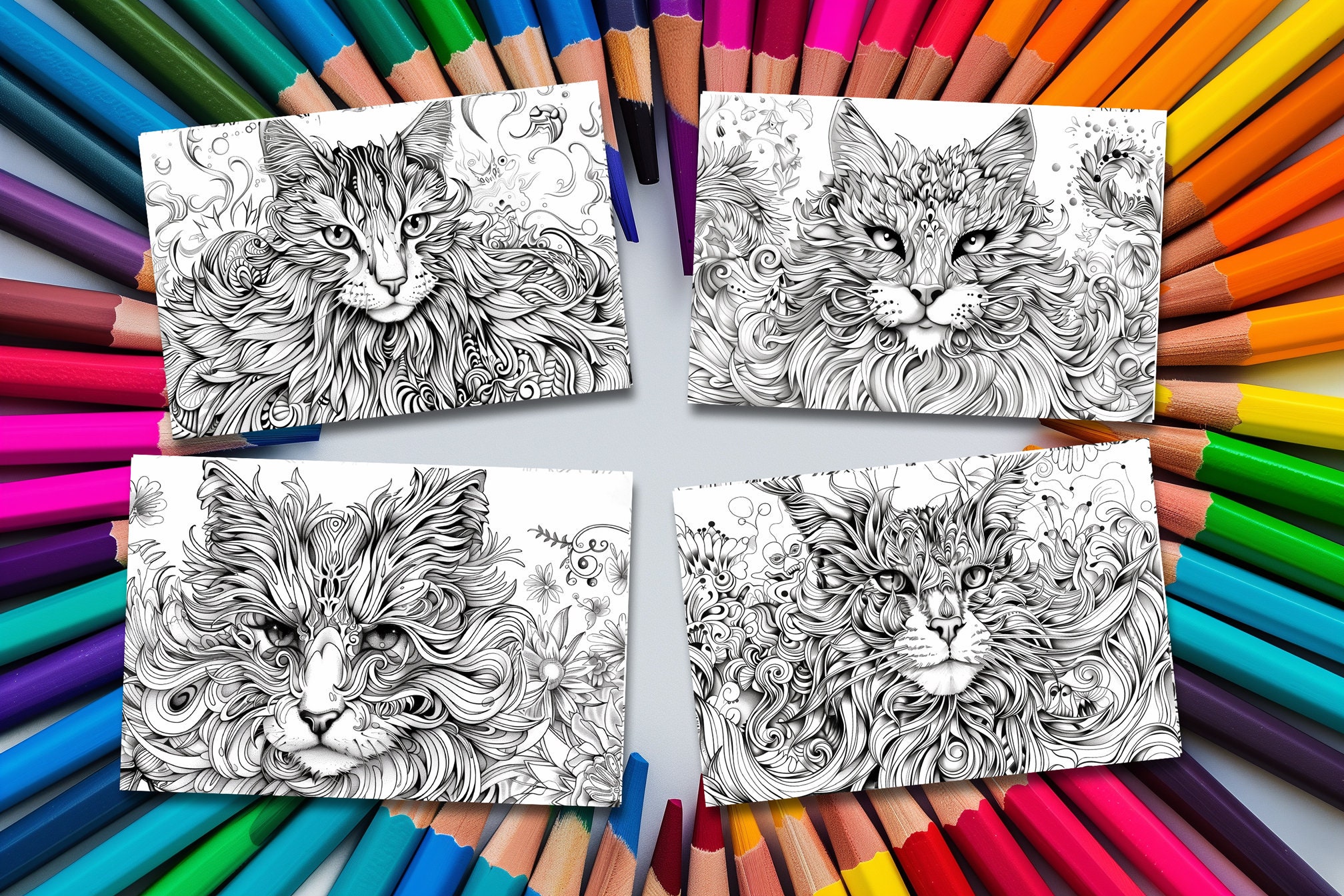 Coloring Page With Magical Cats. Revive the Mystical Magic of Our ...