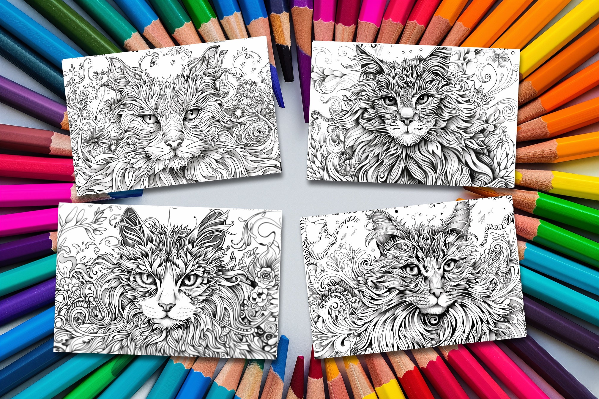 Coloring Page With Magical Cats. Revive the Mystical Magic of Our ...