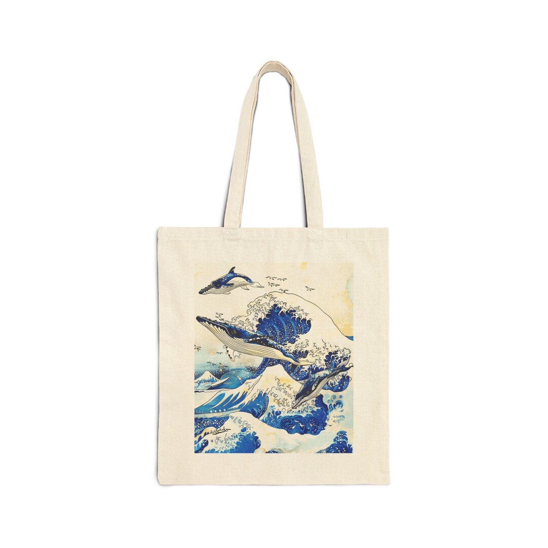Hokusai Great Wave, Great Wave Inspired Tote Bag, Flying Whales Tote ...