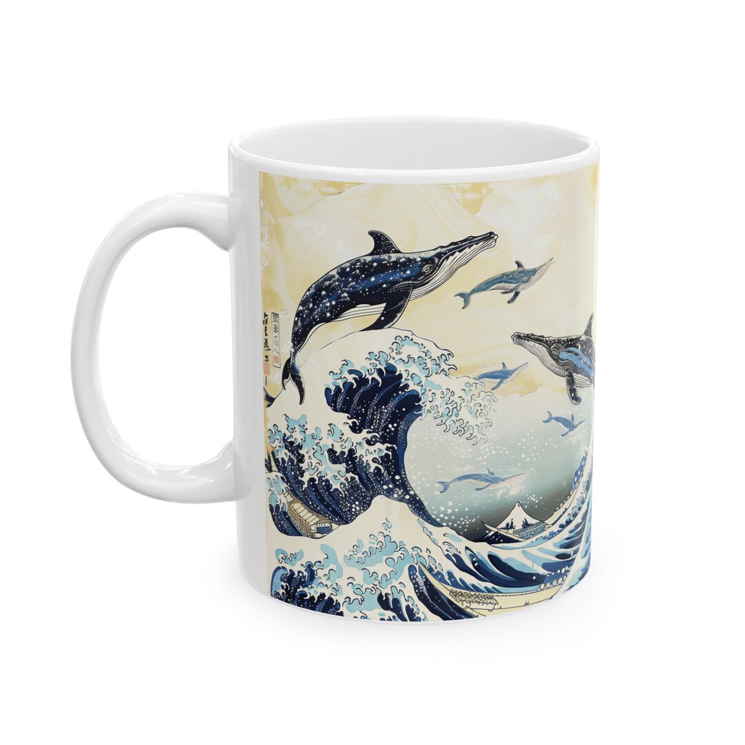 The Great Wave Mug, Hokusai Inspired Art Gifts, Flying Whales Mug ...