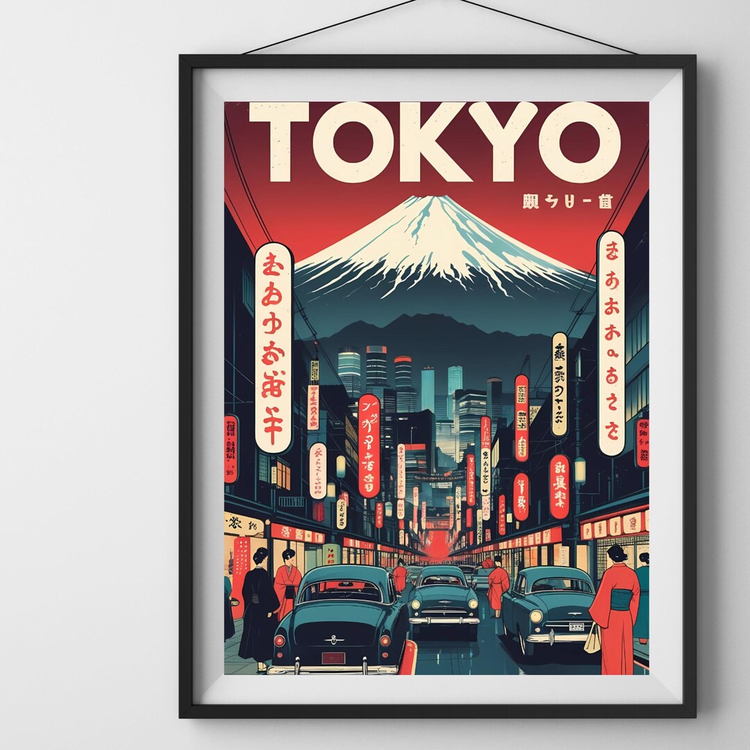 Vintage Tokyo Poster | Retro Japanese Wall Art | Mount Fuji Print ...