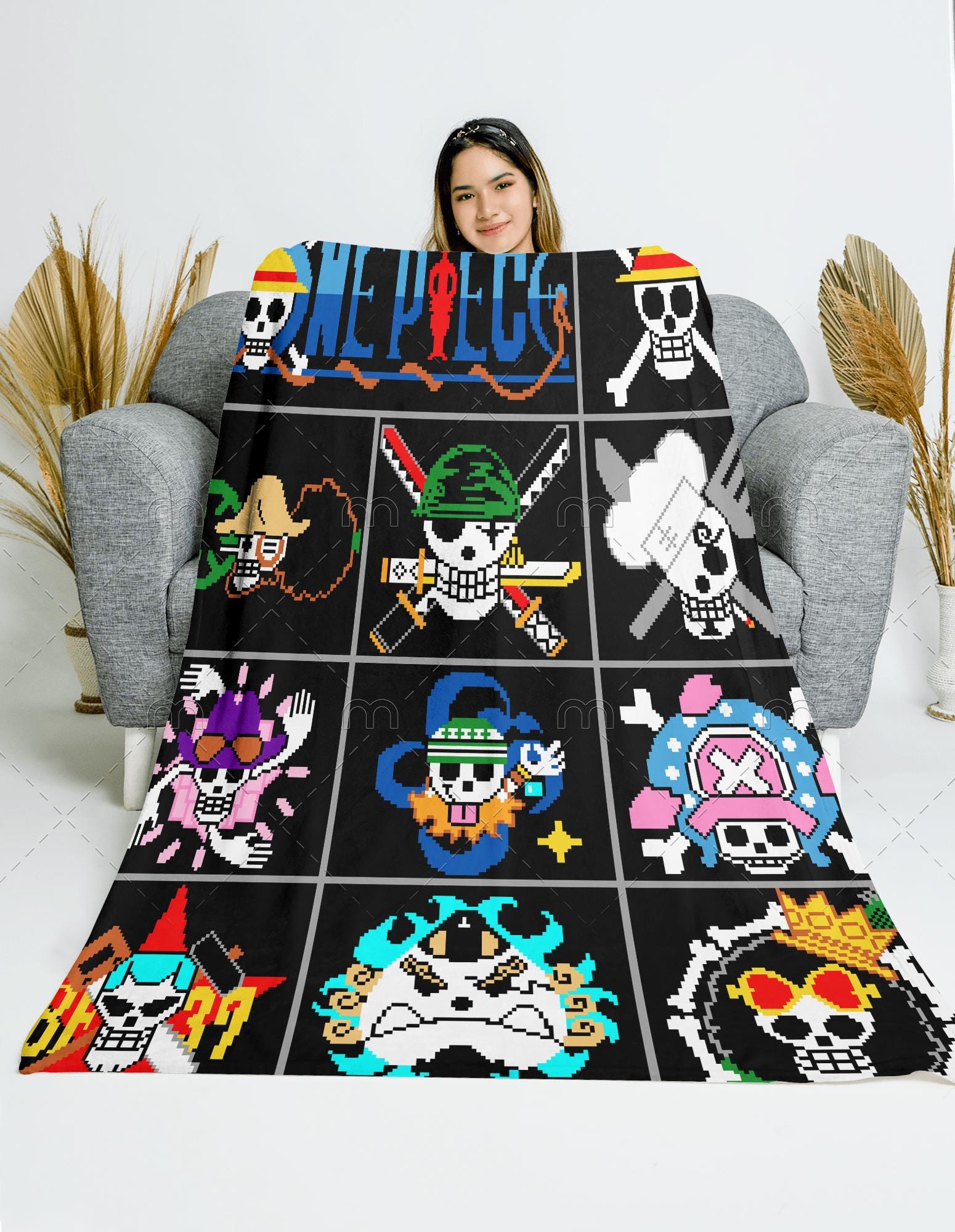 Anime Crochet Blanket Pattern Graphgan Tapestry Pixel Graph Chart ...
