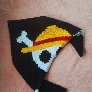 One Piece Anime Luffy Pirate Flag Graphgan C2C Pattern With Written and ...