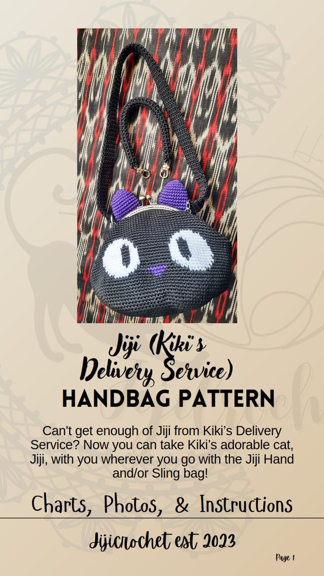 Jiji Bag ghibli Black Cat Crochet Pattern Complete With Pictures ...