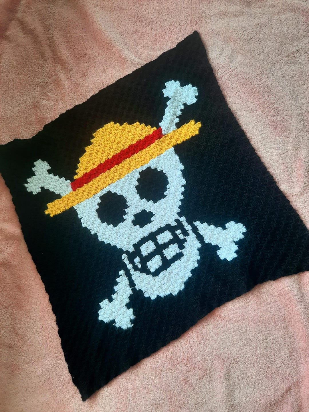 One Piece Anime Luffy Pirate Flag Graphgan C2C Pattern With Written and ...